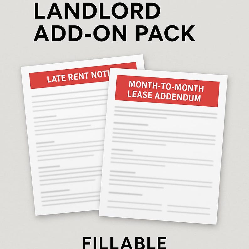 Add-on Forms | Basic | Late Rent Notice & Month-to-month Lease Addendum ...