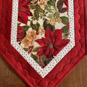 Poinsettia Small Quilted Table Runner, Holiday Table Topper, Handmade ...