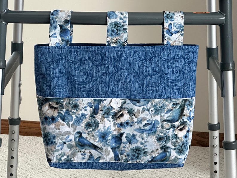 Handmade Walker Caddy With Birds, Ready to Ship, Bag Tote Purse W ...