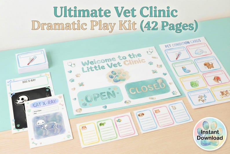 Vet Clinic Dramatic Play Kit | Printable Veterinary Clinic Set ...