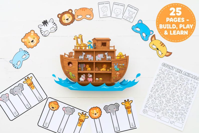 Noah's Ark Sunday School Craft & Activity Bundle | 3D Paper Boat ...