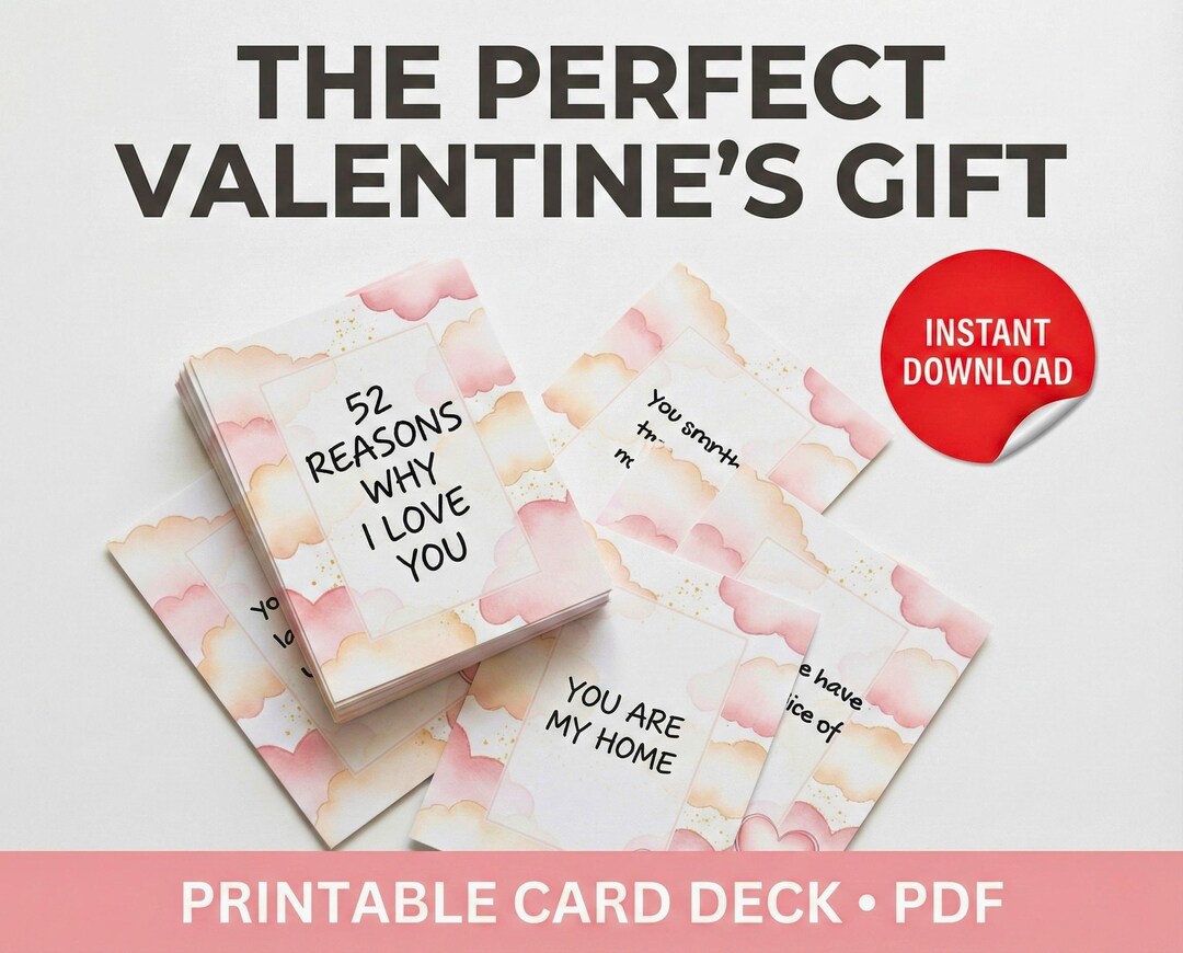 52 Reasons Why I Love You Cards, Printable DIY Love Note Gift ...