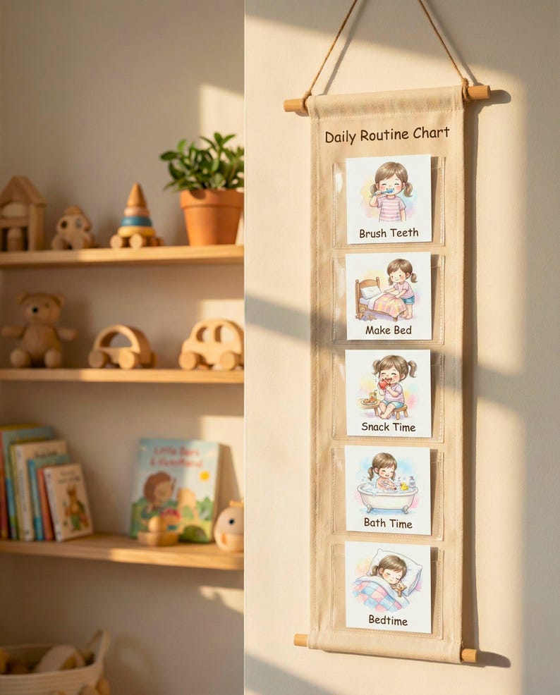 Editable Girls Daily Routine Cards ,watercolor Visual Schedule for Kids ...
