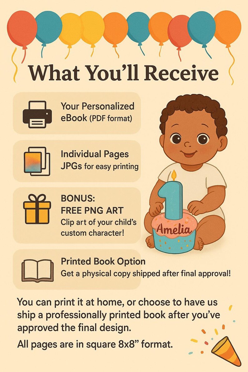Personalized First Birthday Storybook | Baby Keepsake (digital PDF) - Etsy