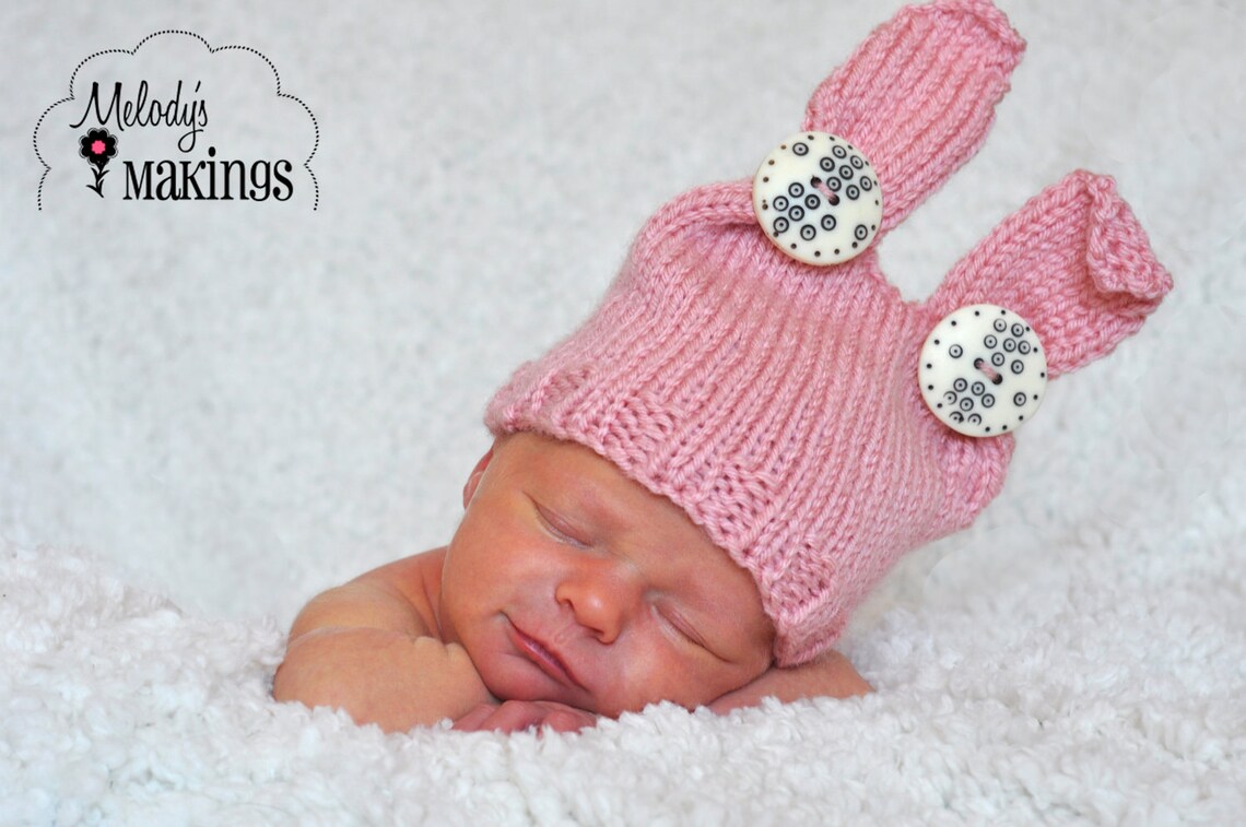 Baby Bunny Hat Knitting Pattern - 6 Sizes - PDF Sale - Instant Digital ...