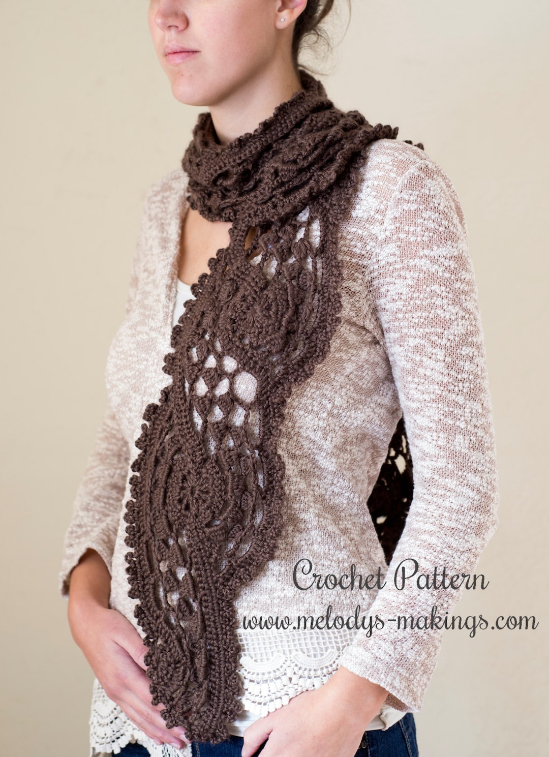 Lace Scarf Crochet Pattern ~ Light Scarf Crochet Pattern ~ Spring Scarf ...