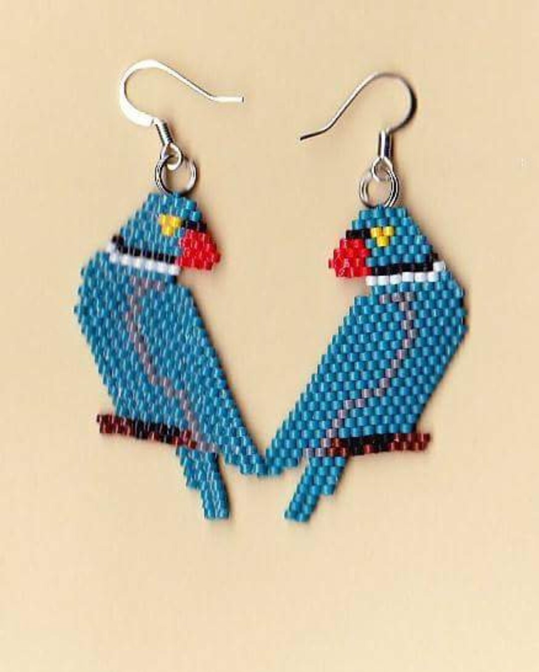 Beaded Indian Parakeet Parrot Animal Earrings - Etsy