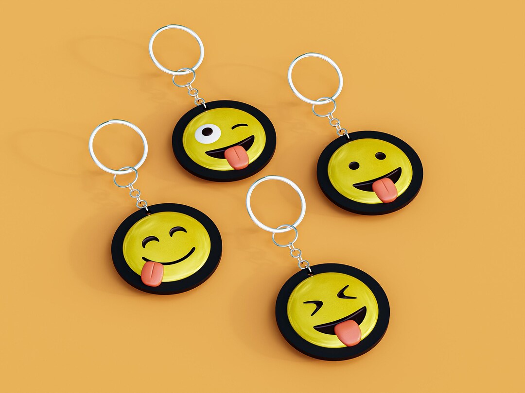 Cute Emoji Keychains Set – 4 STL Files for 3D Printing | Fun Keyring ...