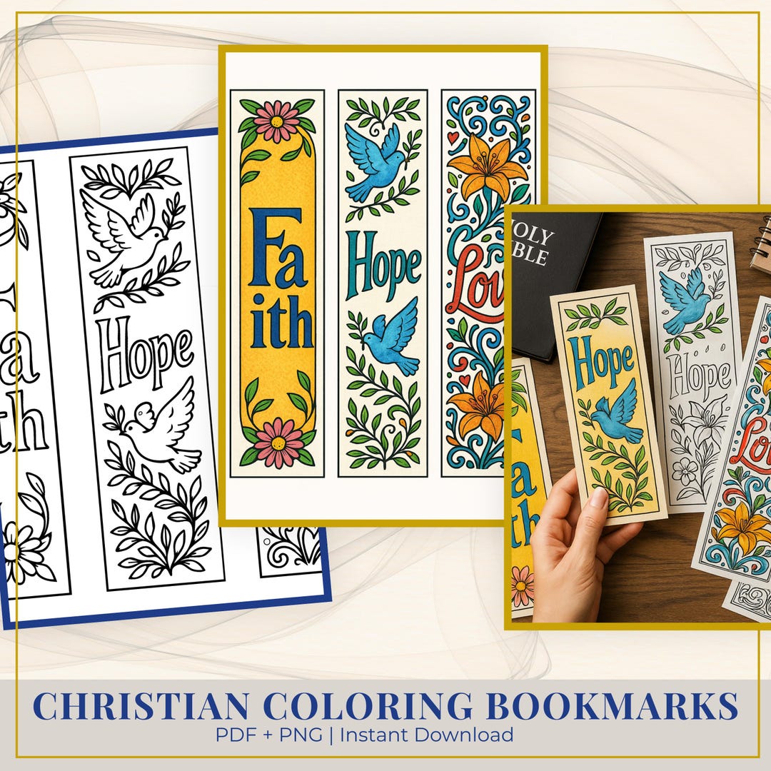 Christian Coloring Bookmarks | Faith Hope Love Bible Verses | Printable ...