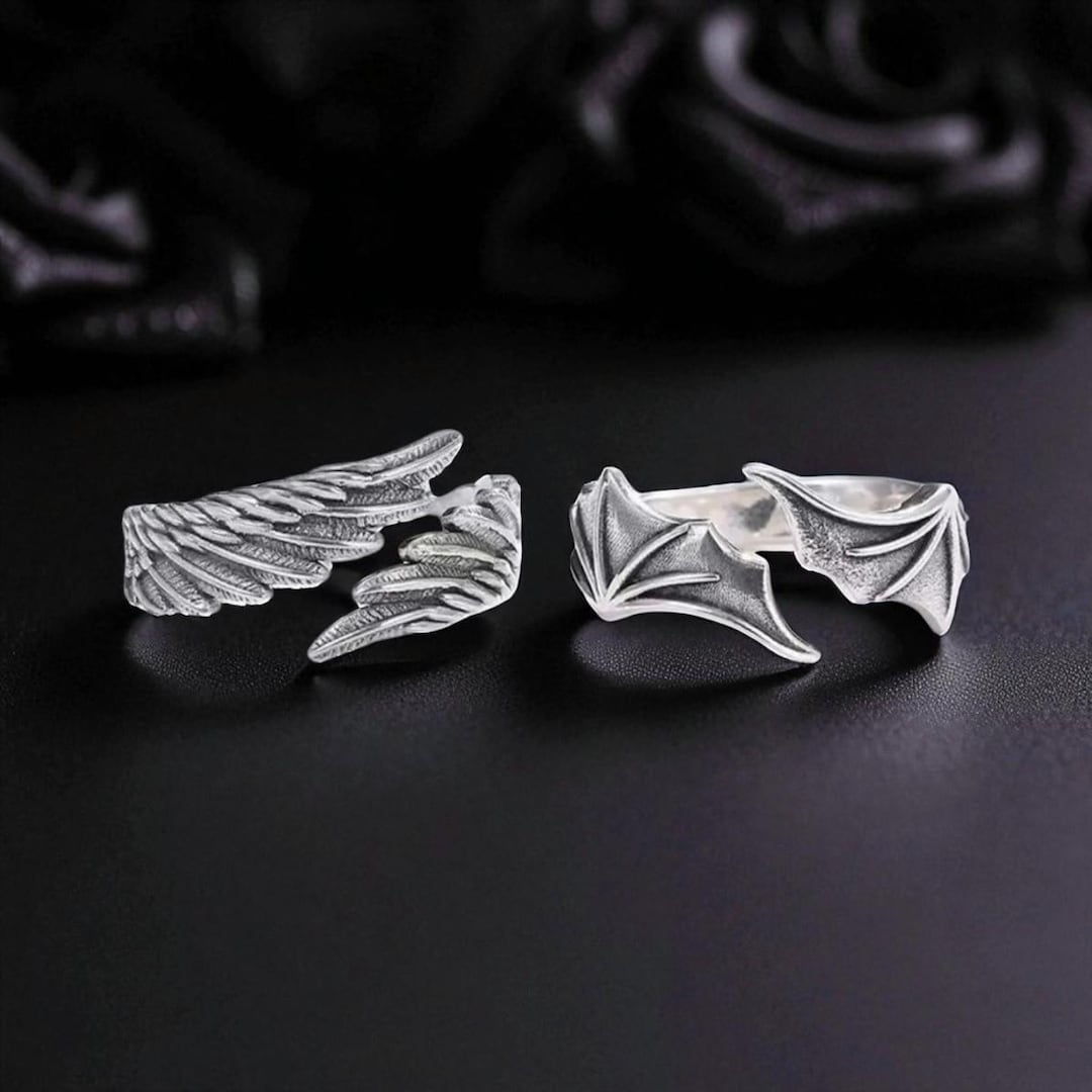 Sterling Silver Wings Ring | Men’s Biker Band | Handmade Thumb Ring ...