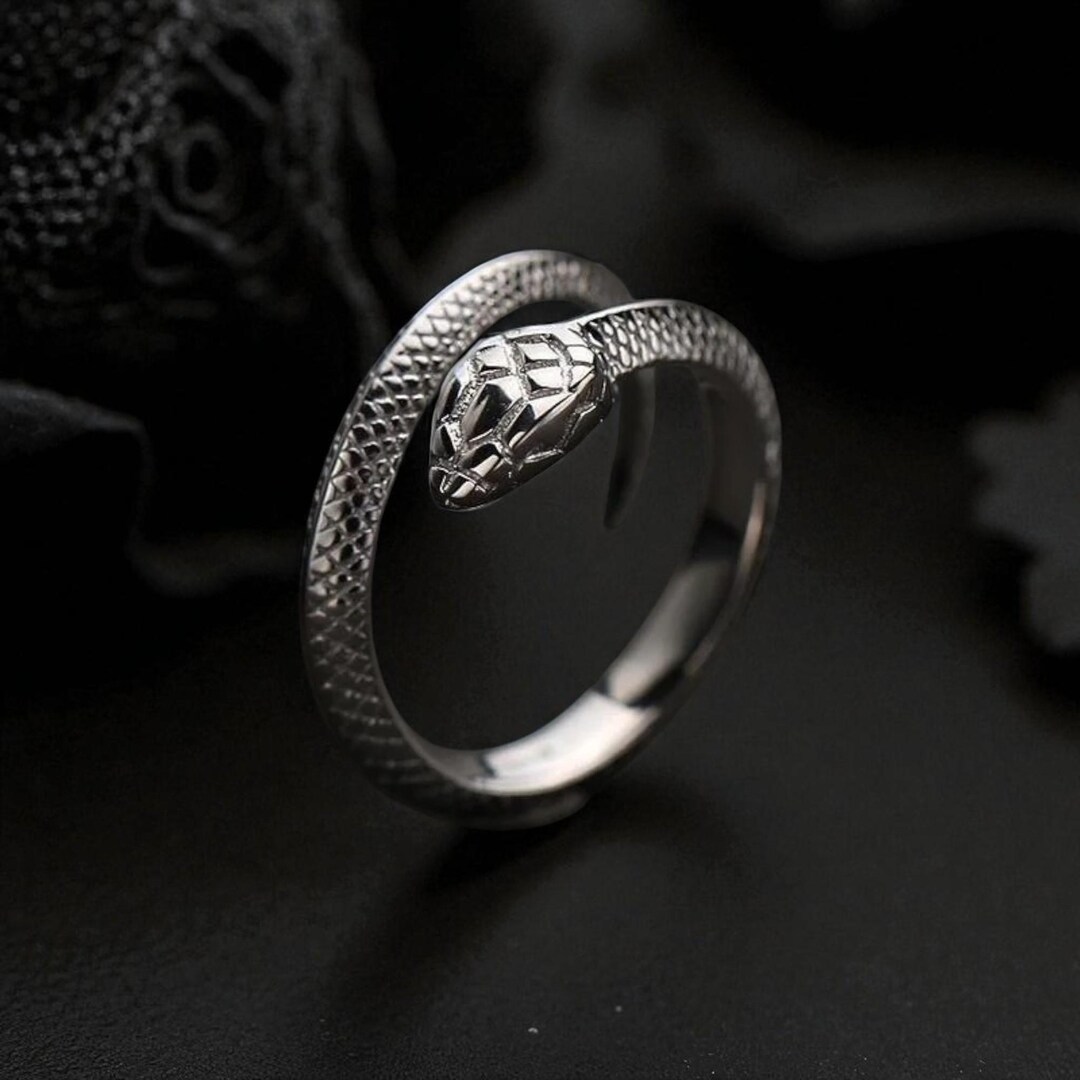 Ouroboros Snake Ring | Silver Serpent Band for Men | Gothic Reptile ...