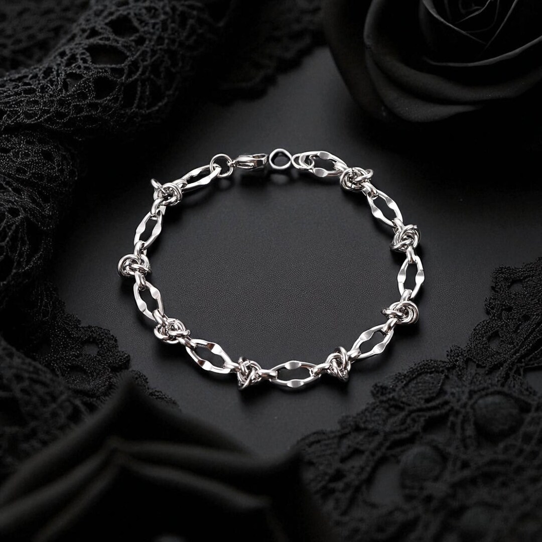 Barbed Wire Bracelet | Dainty Silver Stainless Steel Chain | Adjustable ...