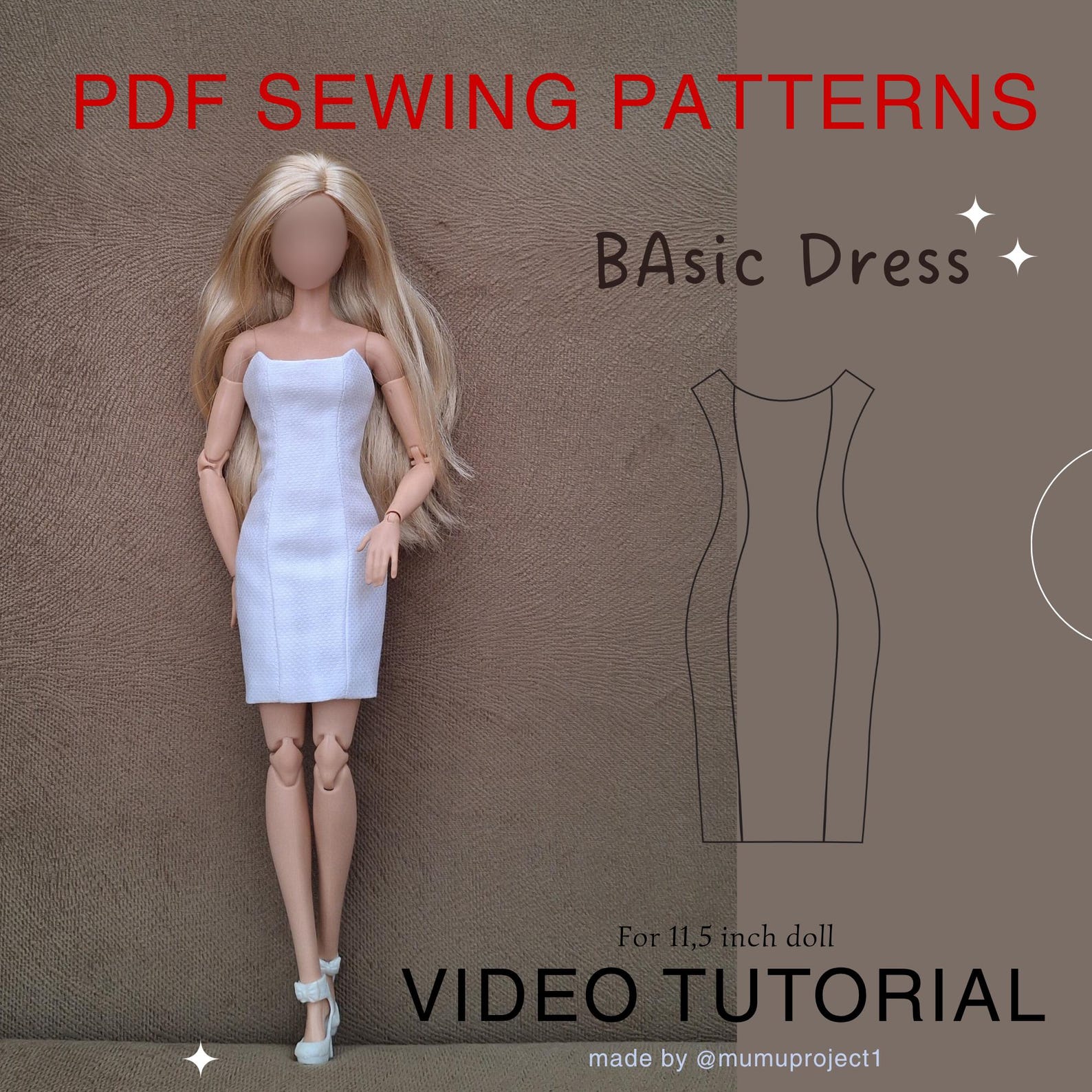Basic Dress PDF Sewing Pattern: 11.5" Doll Clothes (video Tutorial) - Etsy