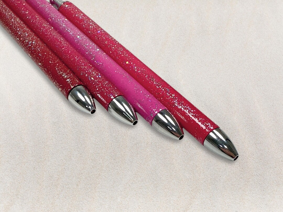 Sparkling Pen With Stylus | Red Pink With Silver Glitter Overlay ...