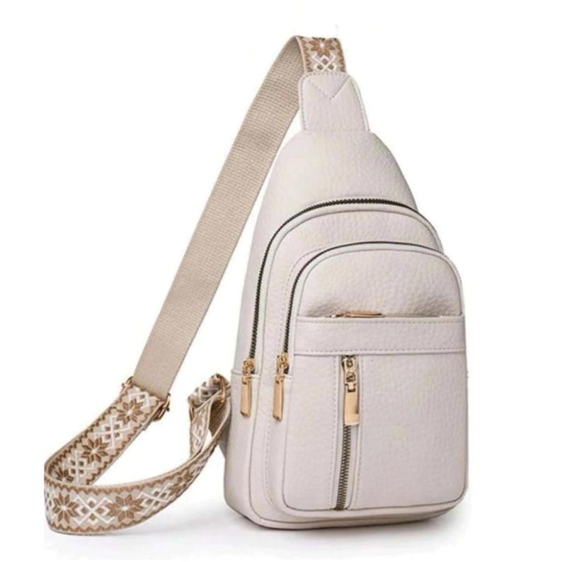 2025 Solid Color Multi-pocket Chest Bag for Women, PU Waterproof ...