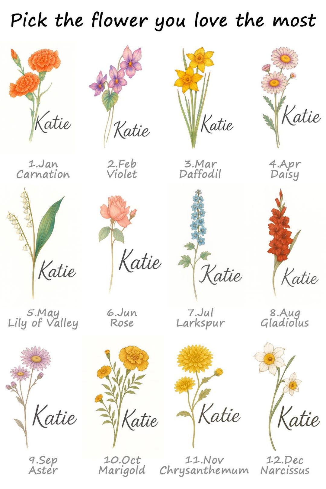 Personalized Birth Flower Acrylic Vase: Custom Floral Design - Etsy