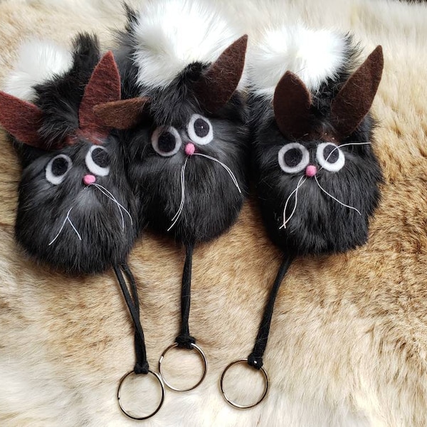 Rabbit Fur Keychain - Etsy