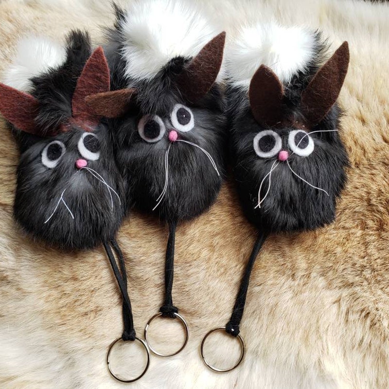 Rabbit Fur Bunny Keychain - Etsy
