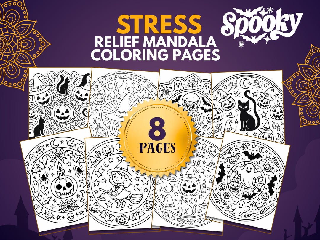 Spooky Halloween Mandalas - Stress Relief - Etsy