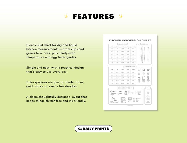 Kitchen Conversion Chart: Simple Cooking Measurement Visual Guide ...