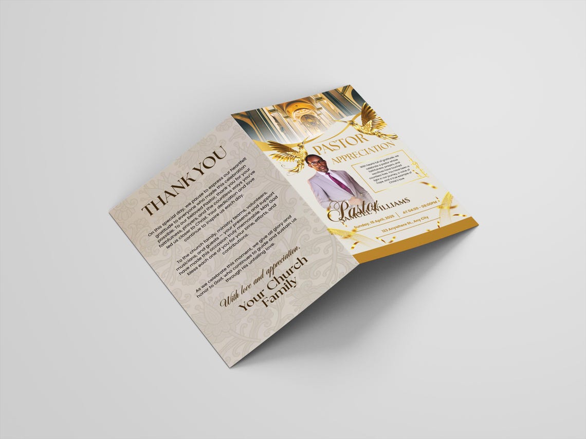 Gold Church Program Template | Pastor Appreciation, Anniversary ...