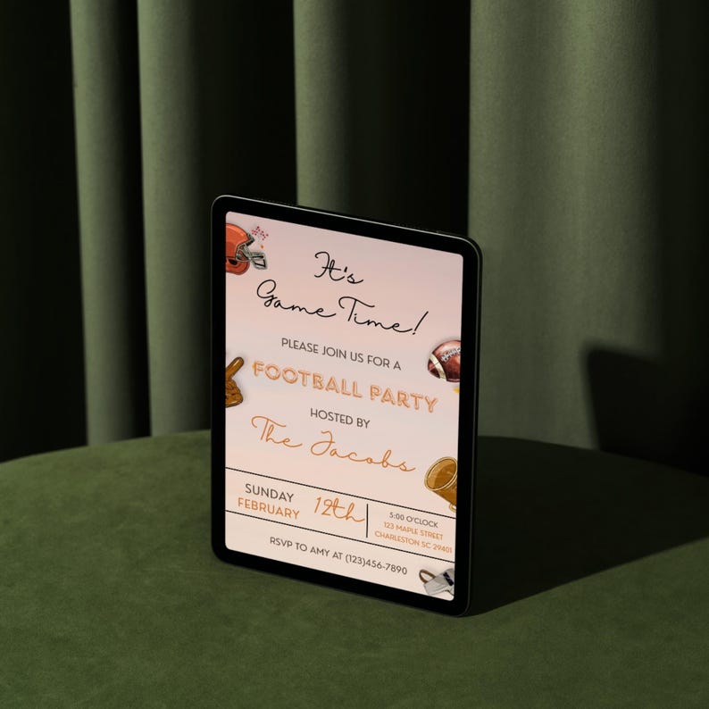 Football Championship Party Invitation Template, Editable Game Day ...