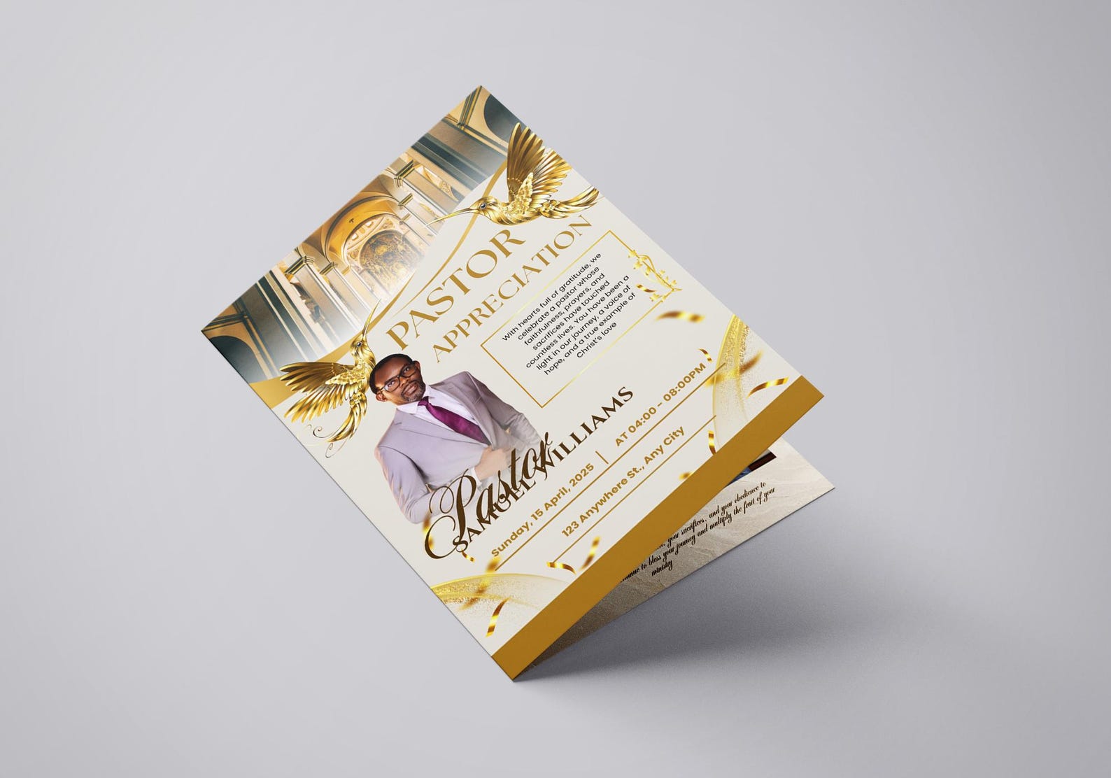 Gold Church Program Template | Pastor Appreciation, Anniversary ...