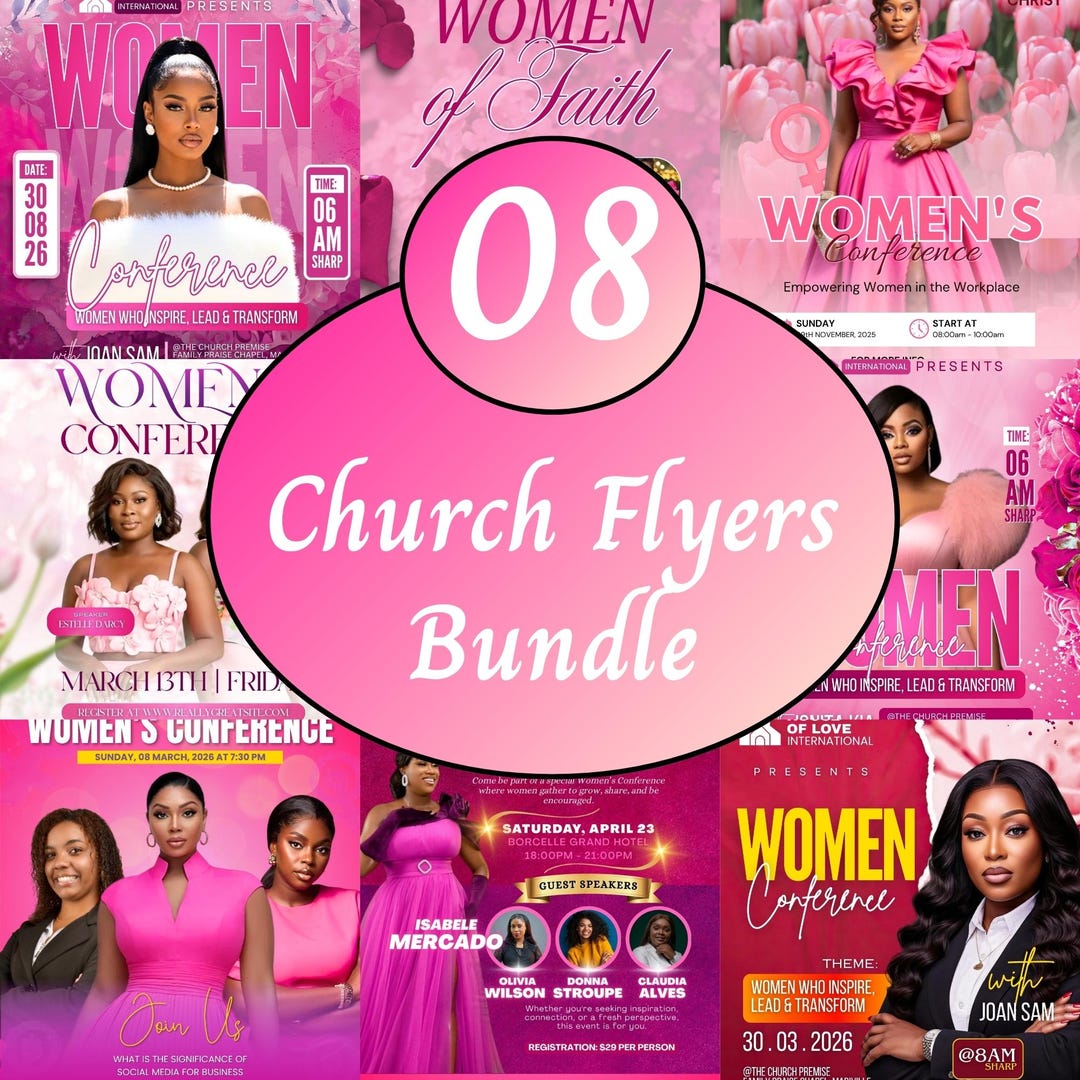 Womens Conference Flyer Church Template Bundle, Ministry Fellowship ...