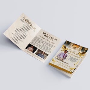 Gold Church Program Template | Pastor Appreciation, Anniversary ...