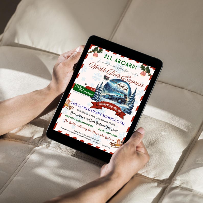 Editable North Pole Polar Express Train, Event With Santa Flyer Ticket ...