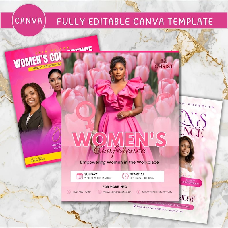 Womens Conference Flyer Church Template Bundle, Ministry Fellowship ...