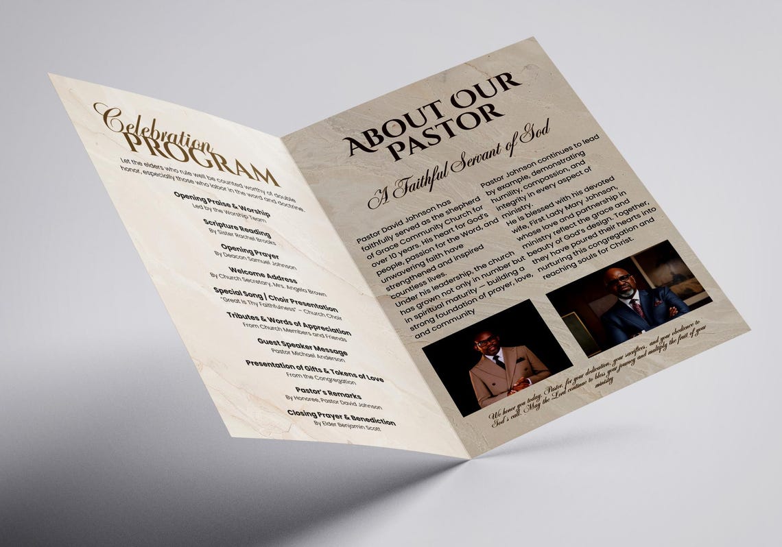 Gold Church Program Template | Pastor Appreciation, Anniversary ...