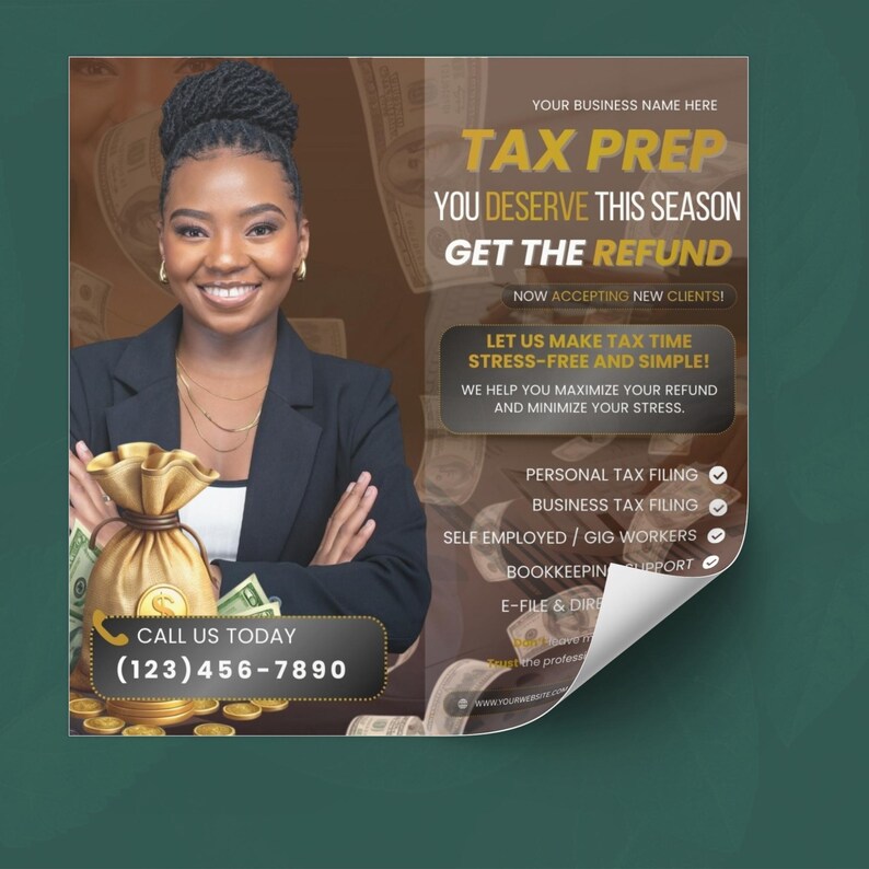 Tax Preparation Service Flyer Template, Editable Canva Tax Design ...