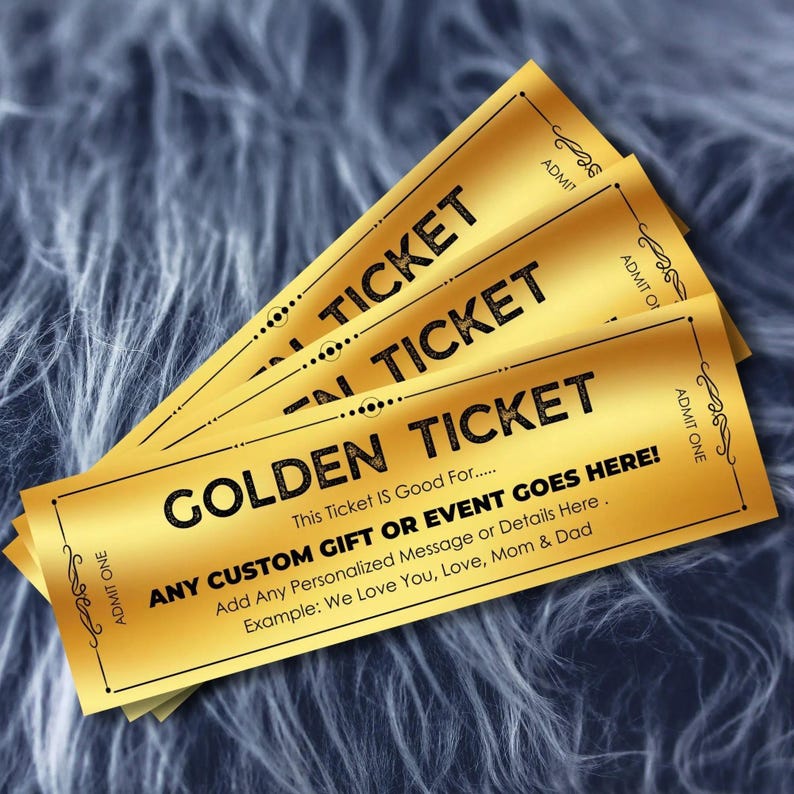 Editable Golden Ticket Template: Elegant Event Invitation (digital ...