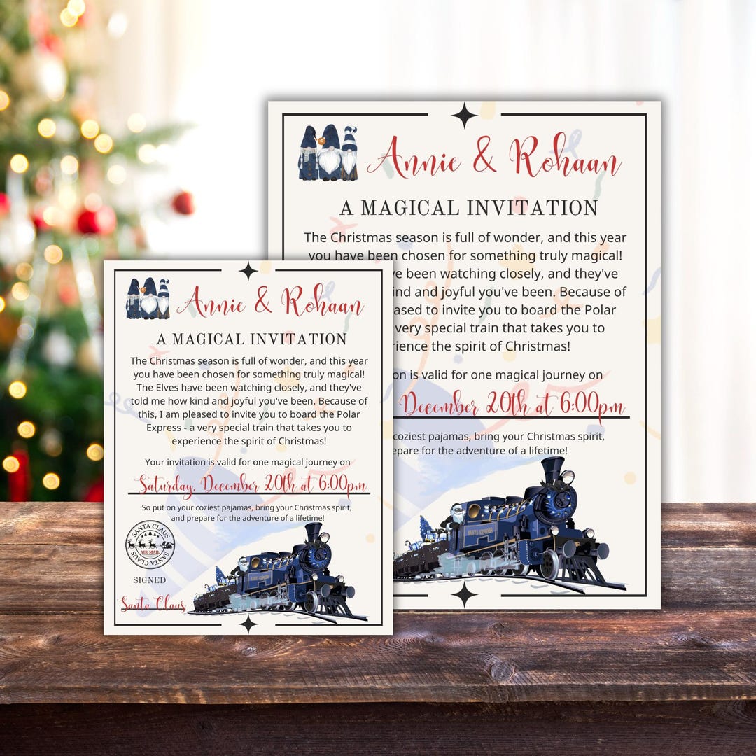 Polar Express Invitation | Editable Canva Template | Santa Letter ...