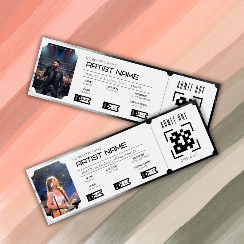 Editable Concert Ticket Template, DIY Music Event Keepsake (canva ...