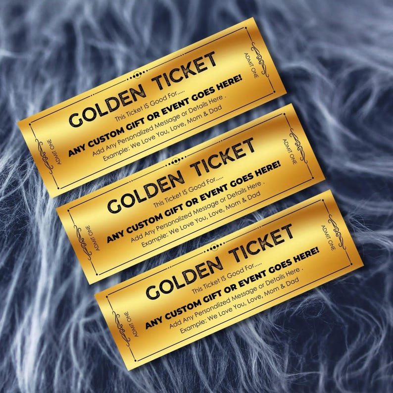 Editable Golden Ticket Template: Elegant Event Invitation (digital ...