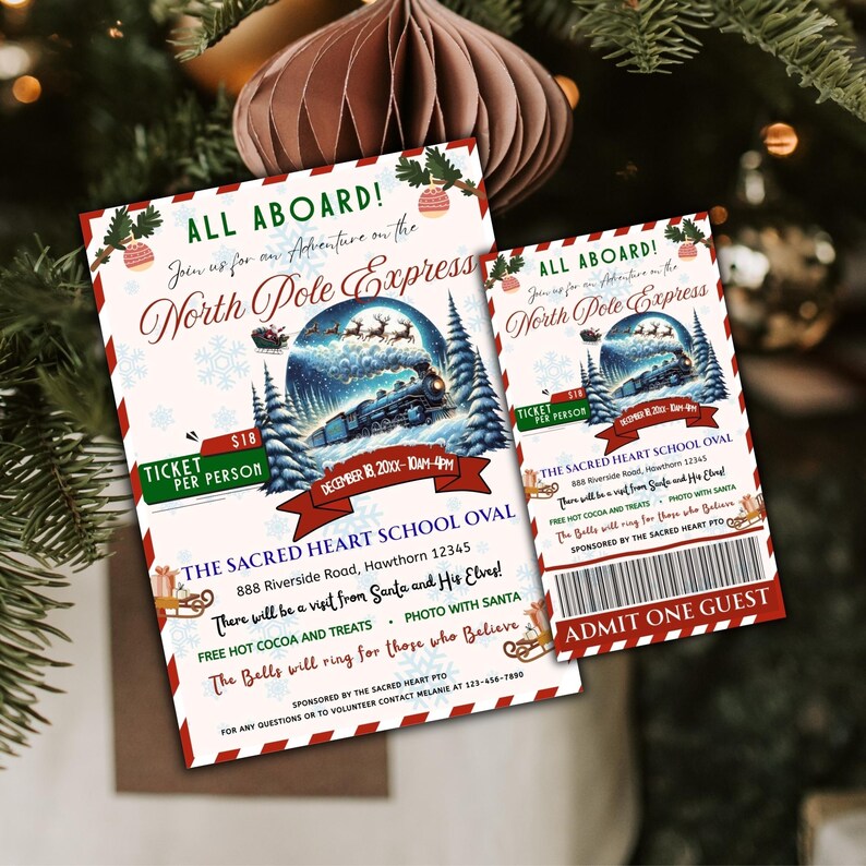 Editable North Pole Polar Express Train, Event With Santa Flyer Ticket ...