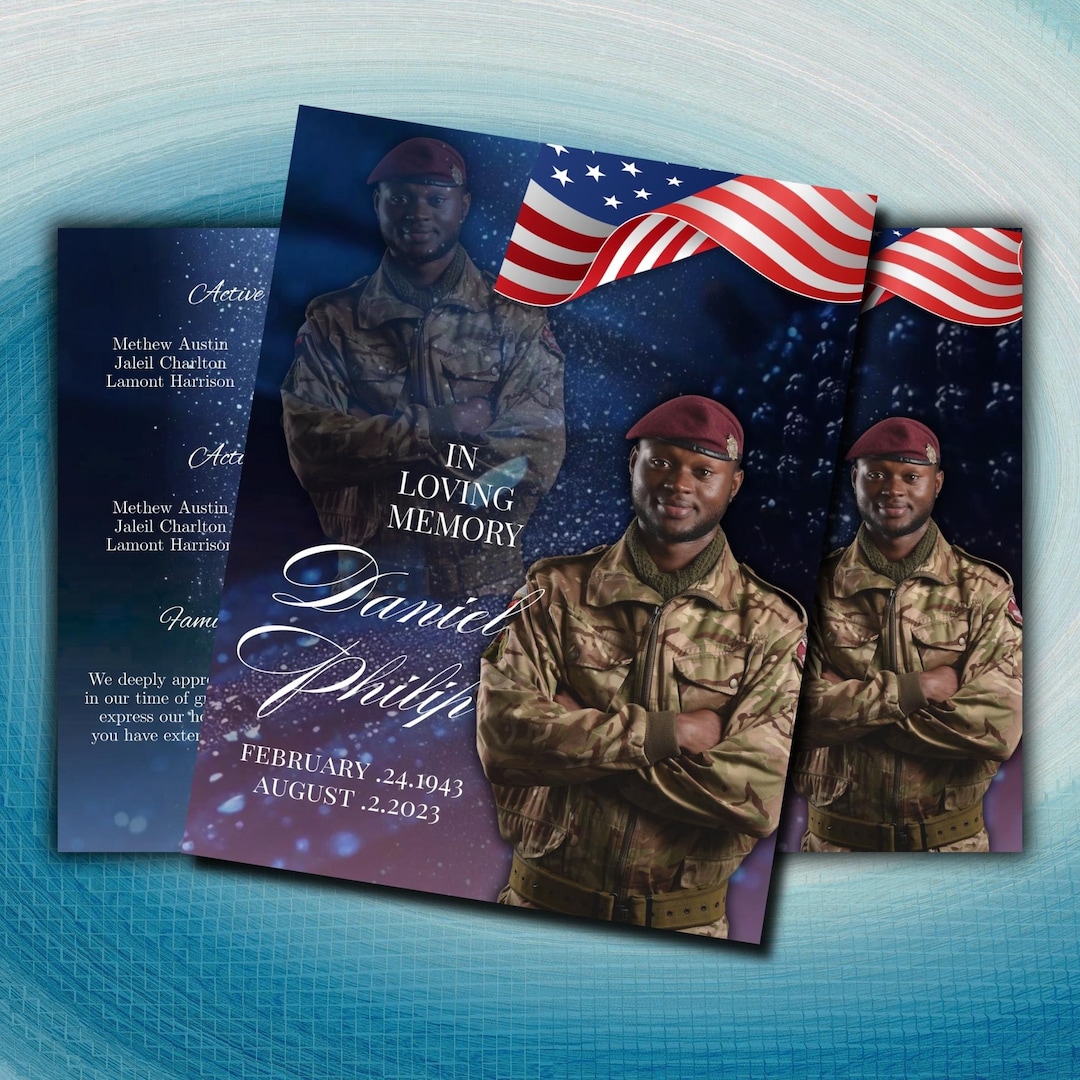 Military Funeral Program Template, Patriotic Celebration of Life ...