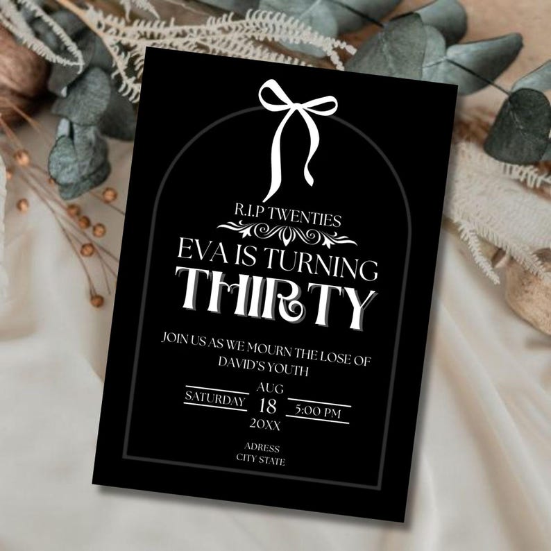 Death to My 20s Birthday Invitation, Funeral Style Invite (digital ...
