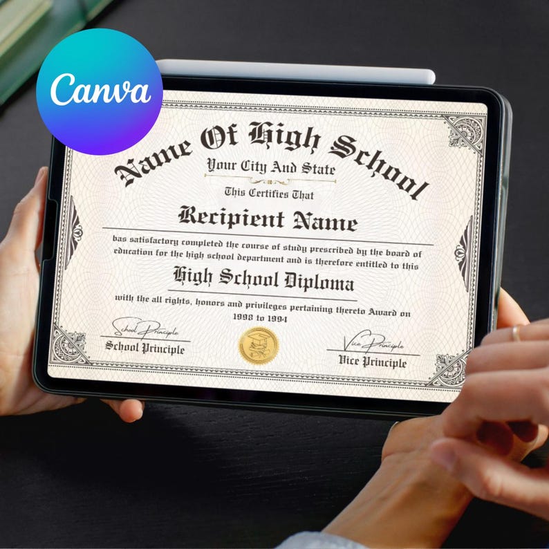 Editable High School Diploma Template, Homeschool Replica Certificate ...