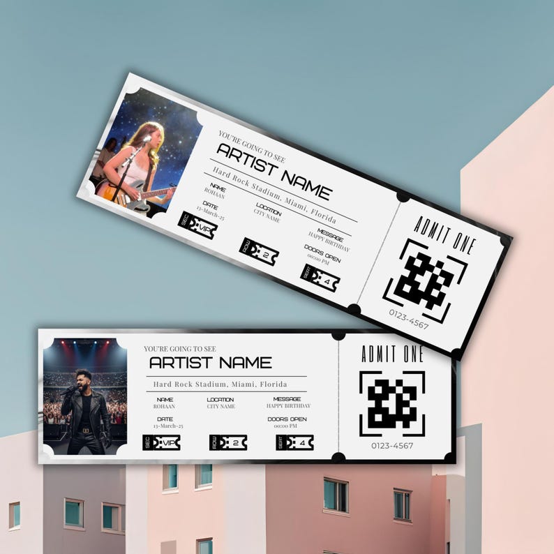 Editable Concert Ticket Template, DIY Music Event Keepsake (canva ...