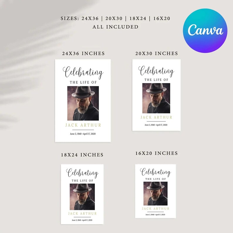 Editable Funeral Welcome Sign, Celebration of Life Decoration, Large ...