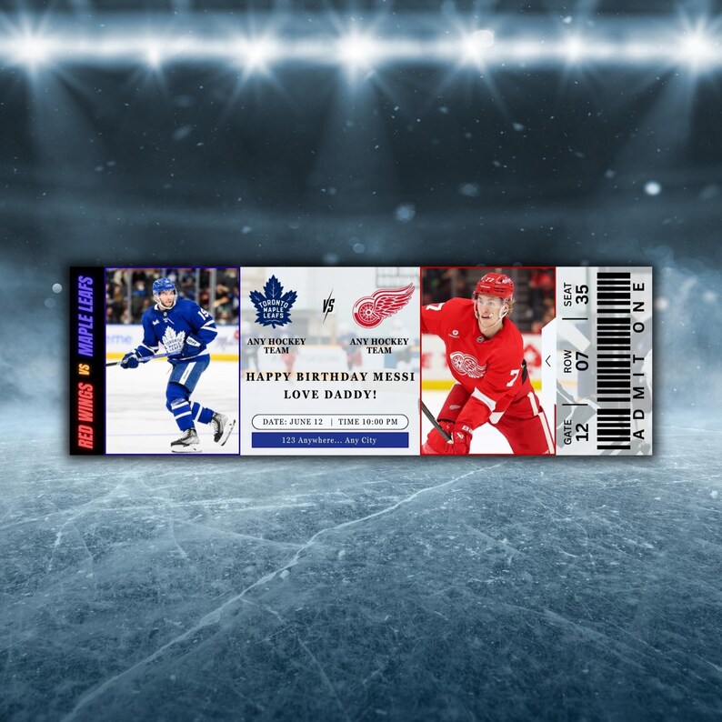 Customizable Hockey Ticket Template: Surprise Fan Gift (canva PDF) - Etsy
