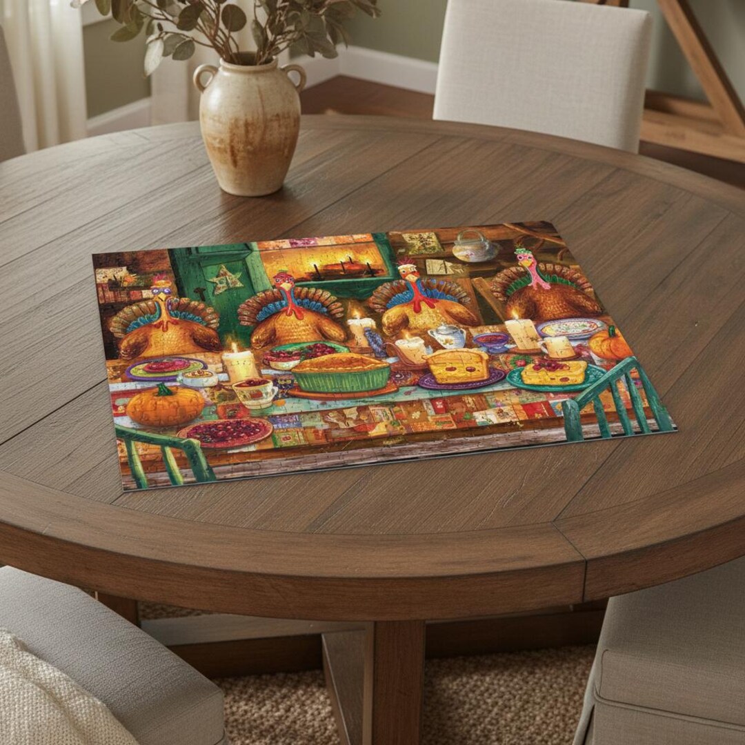 Thanksgiving Jigsaw Puzzle With Tin - Family Fun Activity, Fall Decor ...