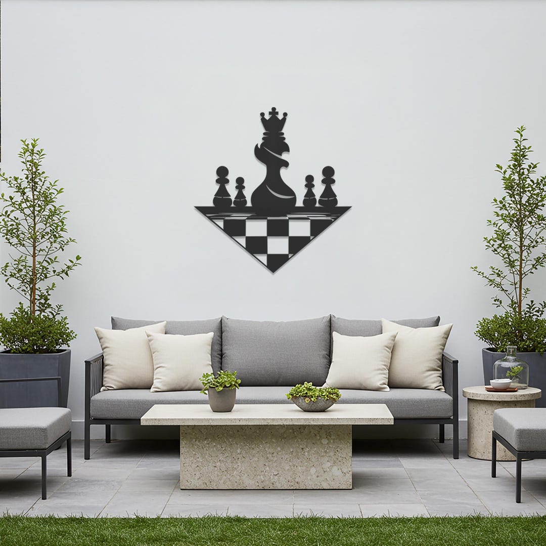 Office,chess Metal Wall Art, Queen Pawns Steel Wall Decor for Game ...