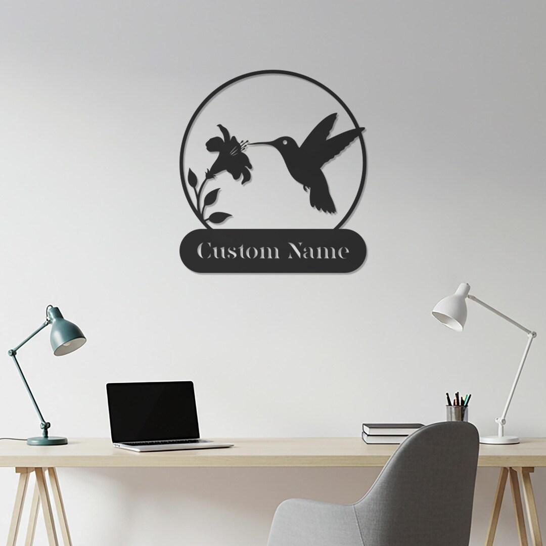 Personalized Hummingbird Metal Wall Art, Custom Name Gift, Floral ...