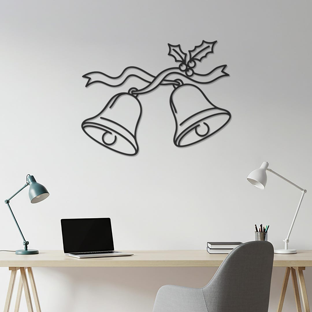 Christmas Bells Metal Wall Art, Festive Holiday Home Decor, Modern ...