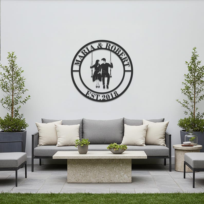 Personalized Couple Swing Metal Wall Art, Custom Names , Est Date ...