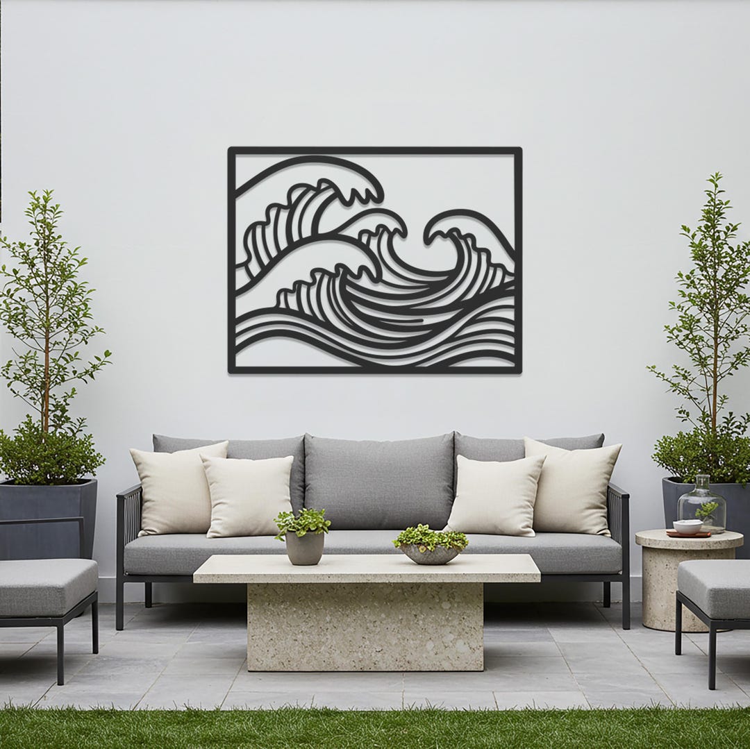 Ocean Wave Metal Wall Art, Modern Coastal Line Decor for Living Room ...